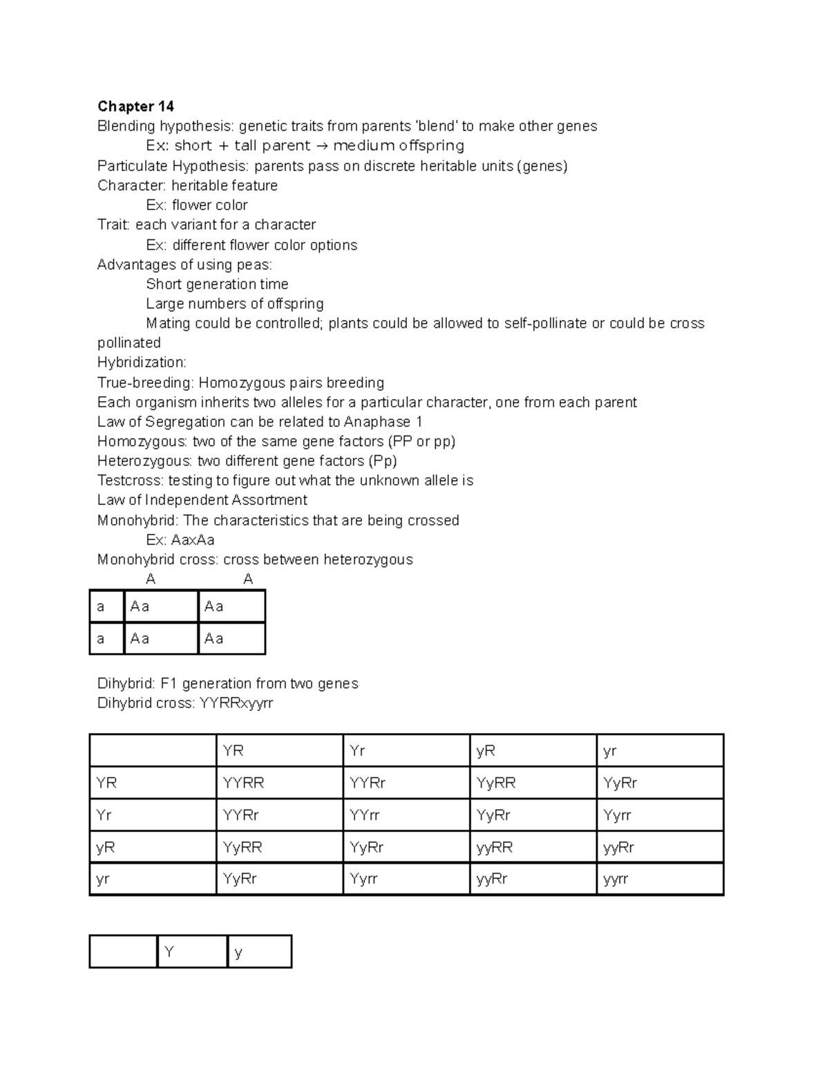 03 08 2017 Biology Notes Ch 14 - Chapter 14 Blending hypothesis ...