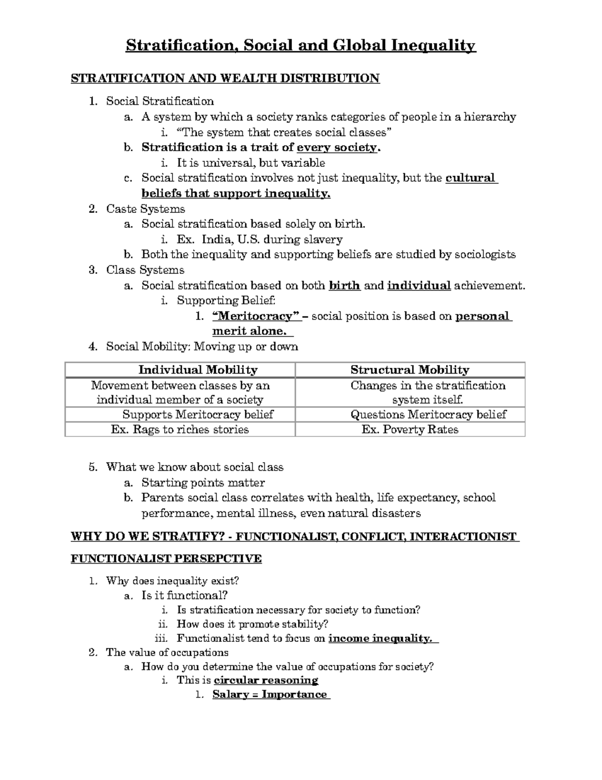Stratification, Social and Global Inequality - STRATIFICATION AND ...