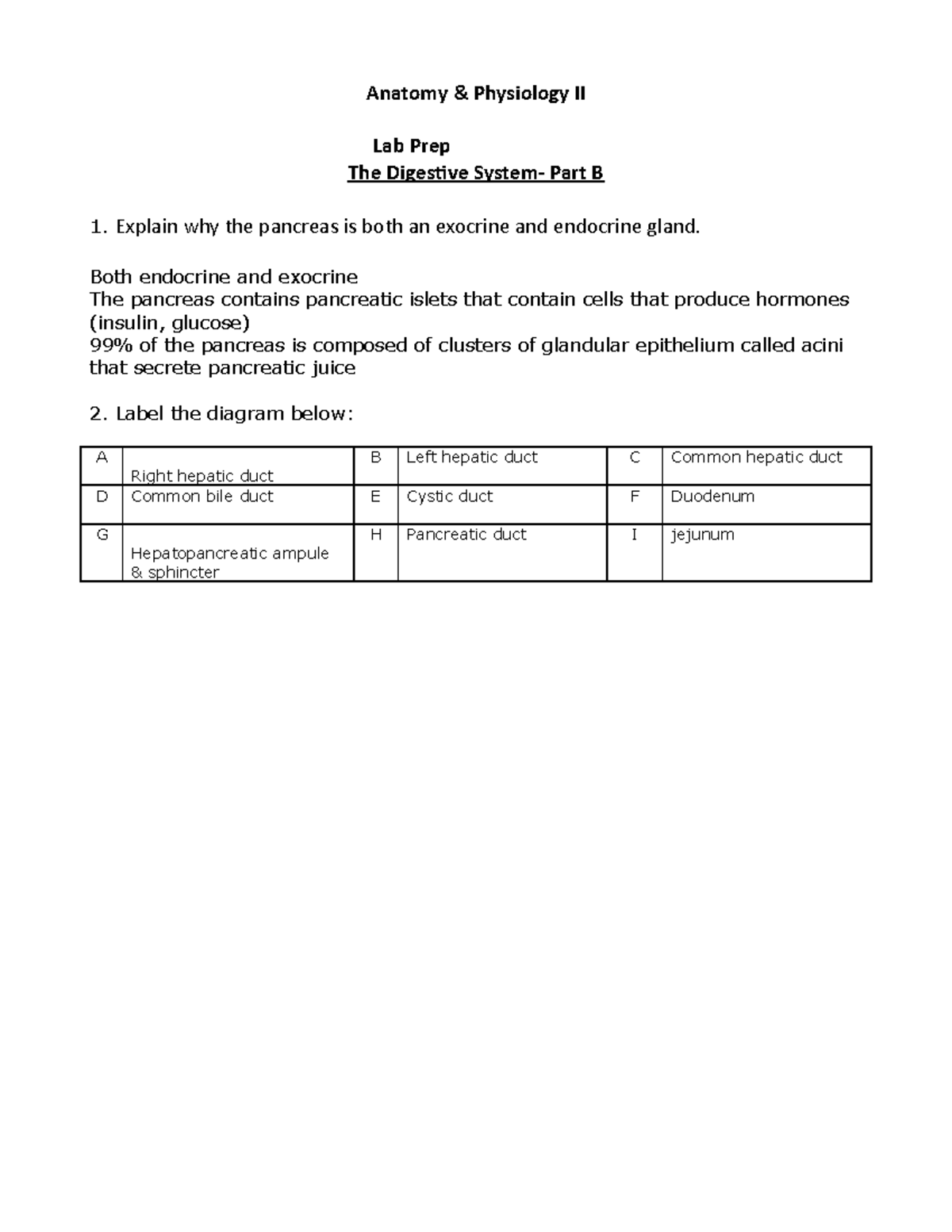 Lab Prep-GI Part B - anatomy 2 lab prep GI part B - Anatomy & Physiology II Lab Prep The - Studocu