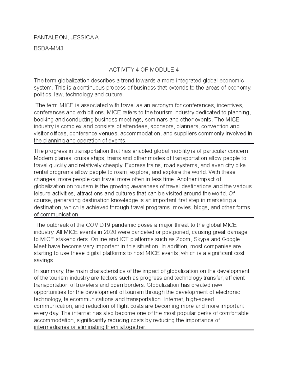 Activity 4 OF Module 4 Events - PANTALEON, JESSICA A BSBA-MM ACTIVITY 4 ...