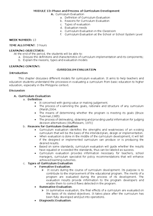 EDUC 109- WEEK 5 - The Teacher and the school curriculum - MODULE 5: Foundations of Curriculum ...