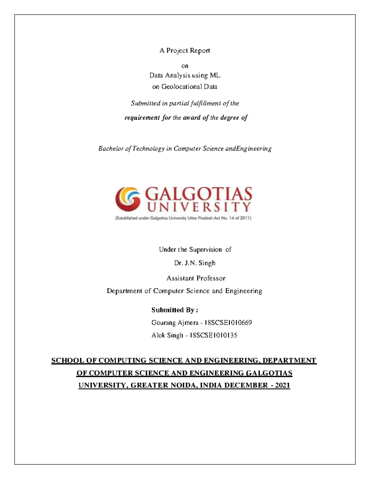 Minor project - A Project Report on Data Analysis using ML on ...