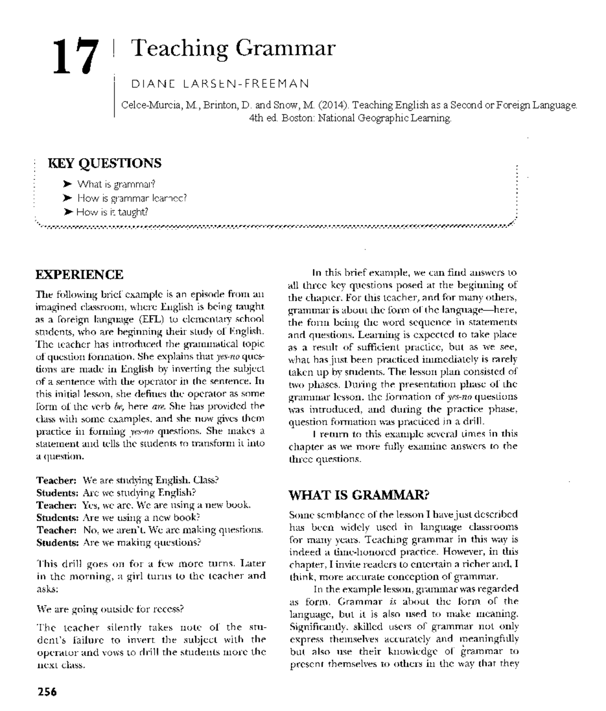 Teaching Grammar by Larsen Freeman - Gramática Inglesa I - Celce-Murcia ...