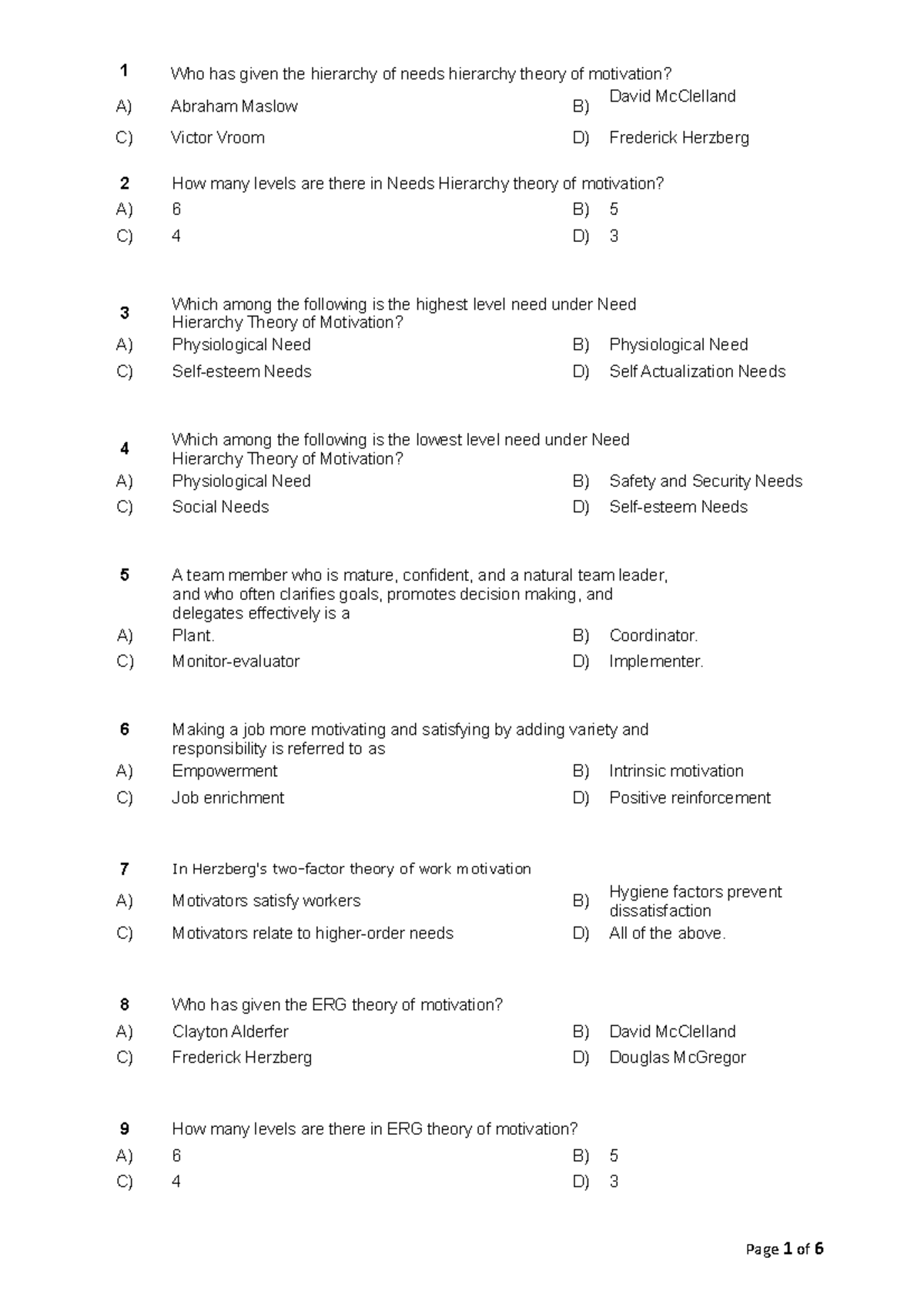 MOB-II MID - MOB notes - 1 Who has given the hierarchy of needs ...