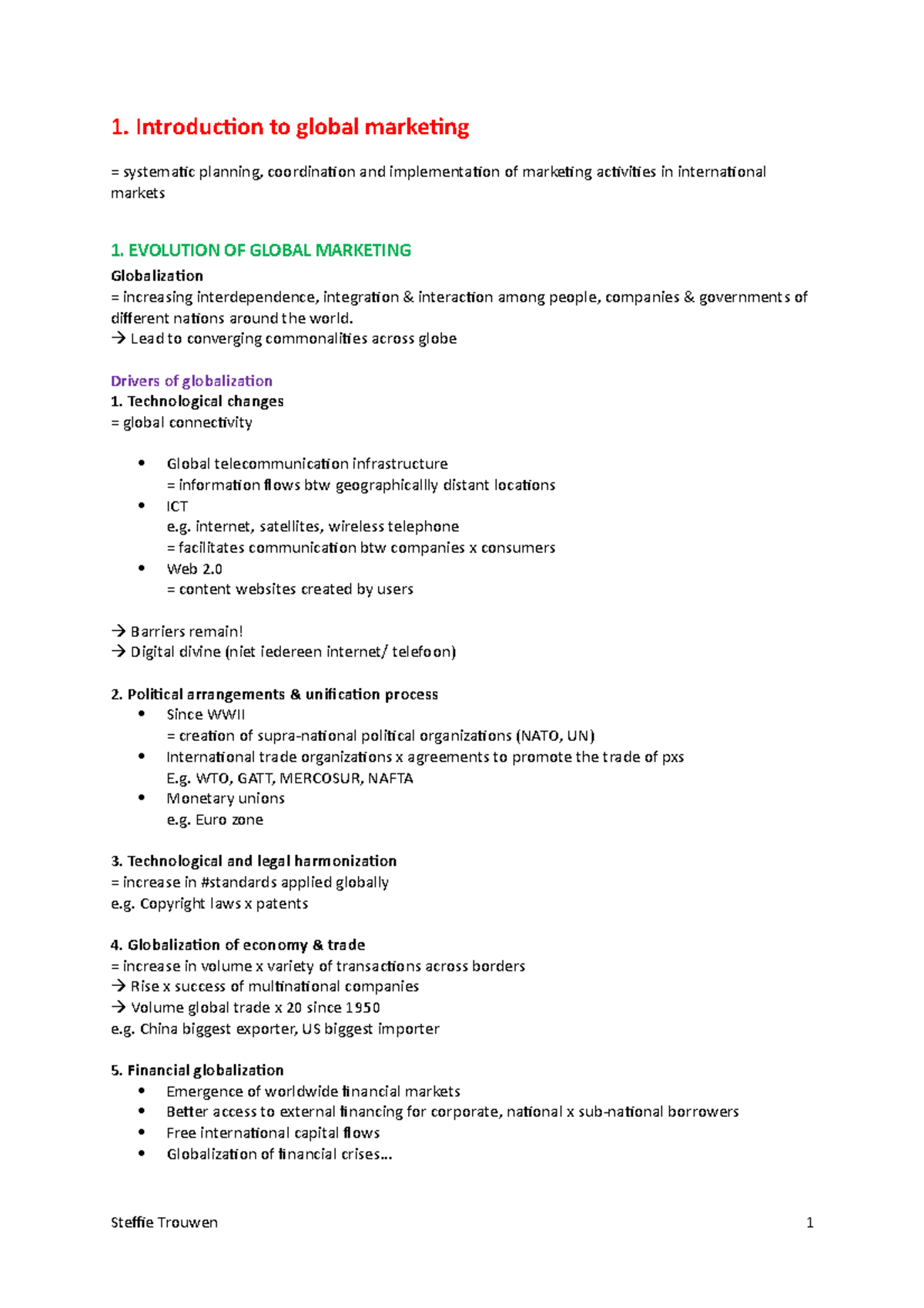 Global - introduction to global marketing that - 1. Introduction to ...