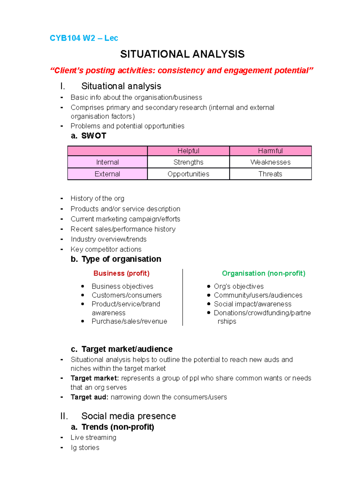 CYB104 W2 Lec Situational Analysis - CYB104 W2 – Lec SITUATIONAL ...