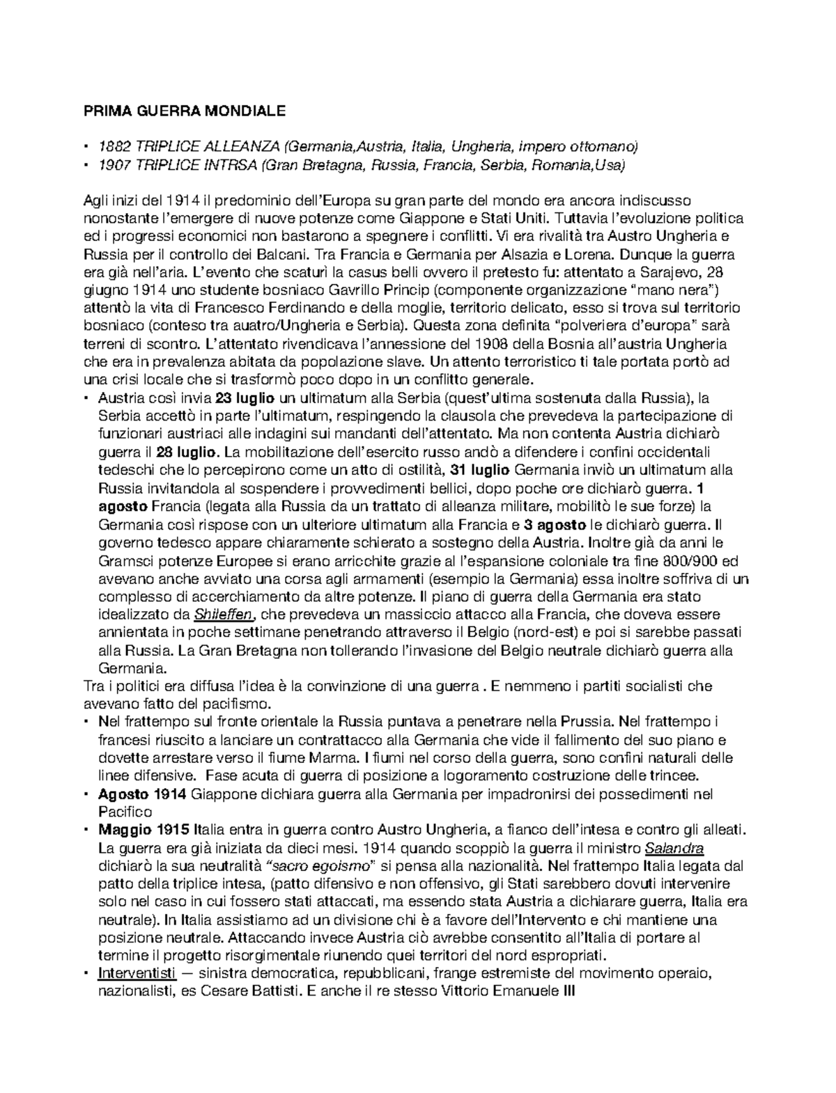 Guerra mondiale - PRIMA GUERRA MONDIALE " 1882 TRIPLICE ALLEANZA ...