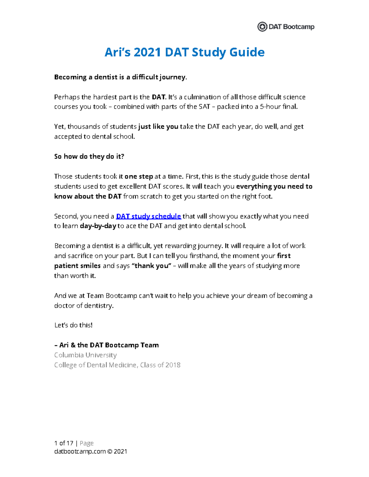 DAT study guide/ how to prepare for the DAT - MED 480 - UD - Studocu