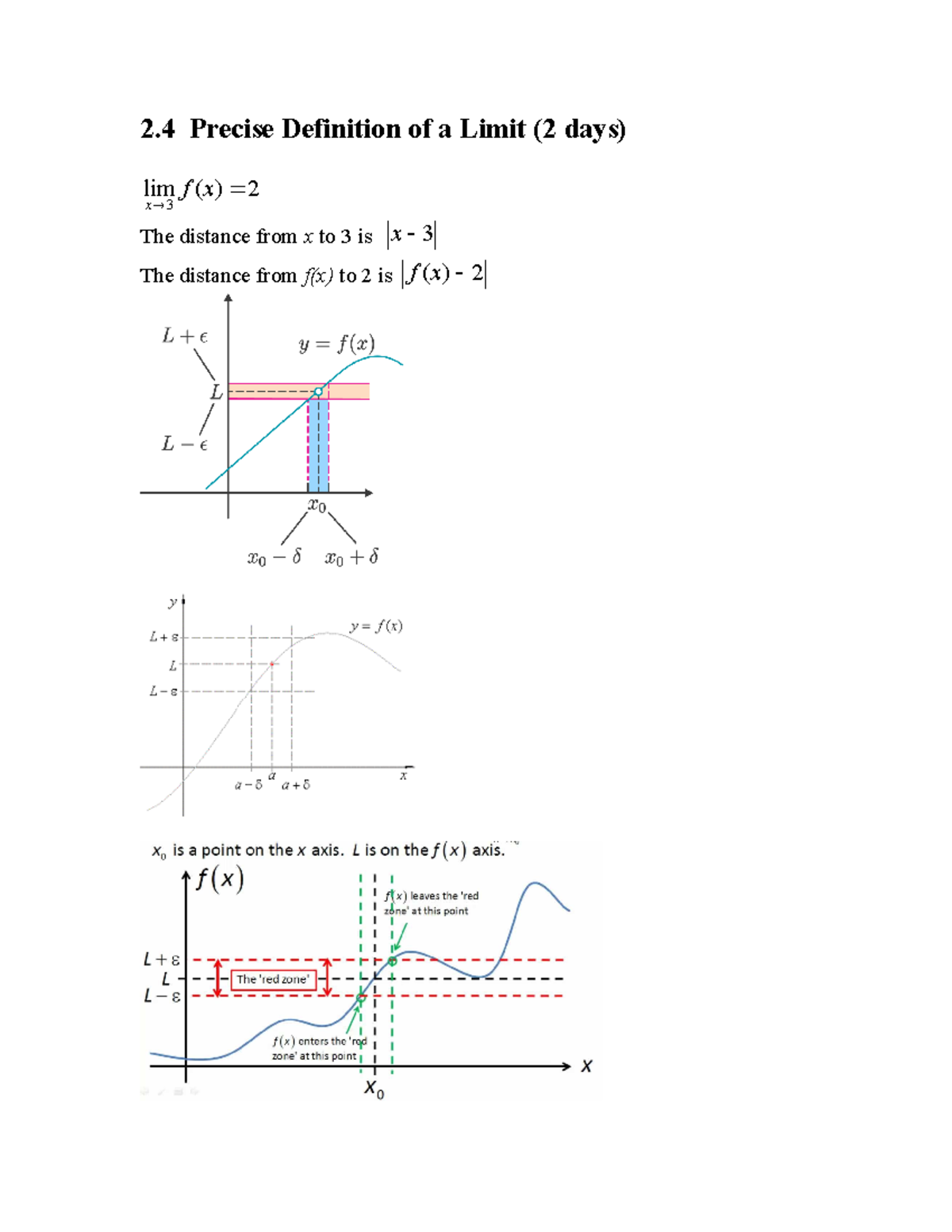 Math 151 lecture note - 2 Precise Definition of a Limit (2 days) lim ...
