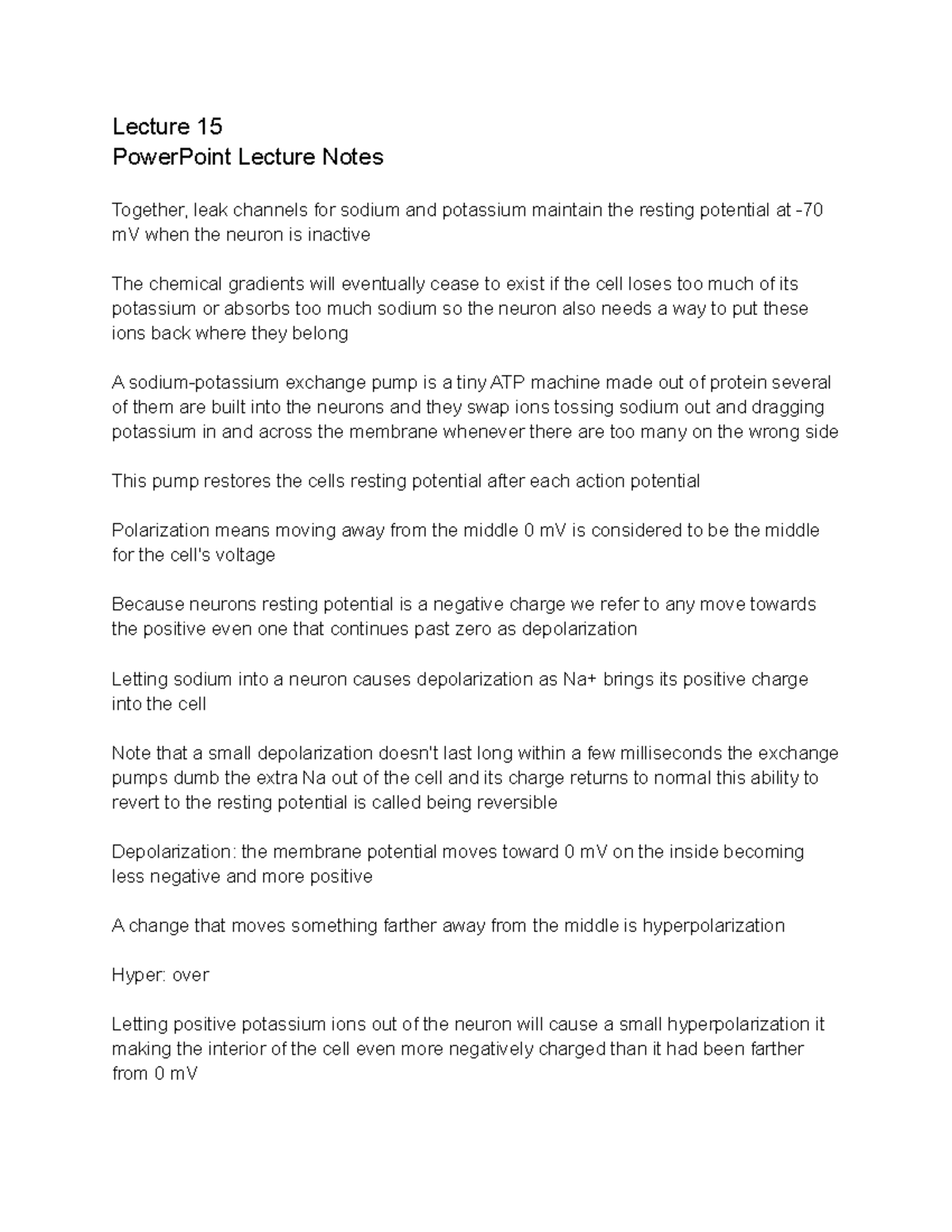 Lecture 15 PowerPoint notes - Lecture 15 PowerPoint Lecture Notes ...