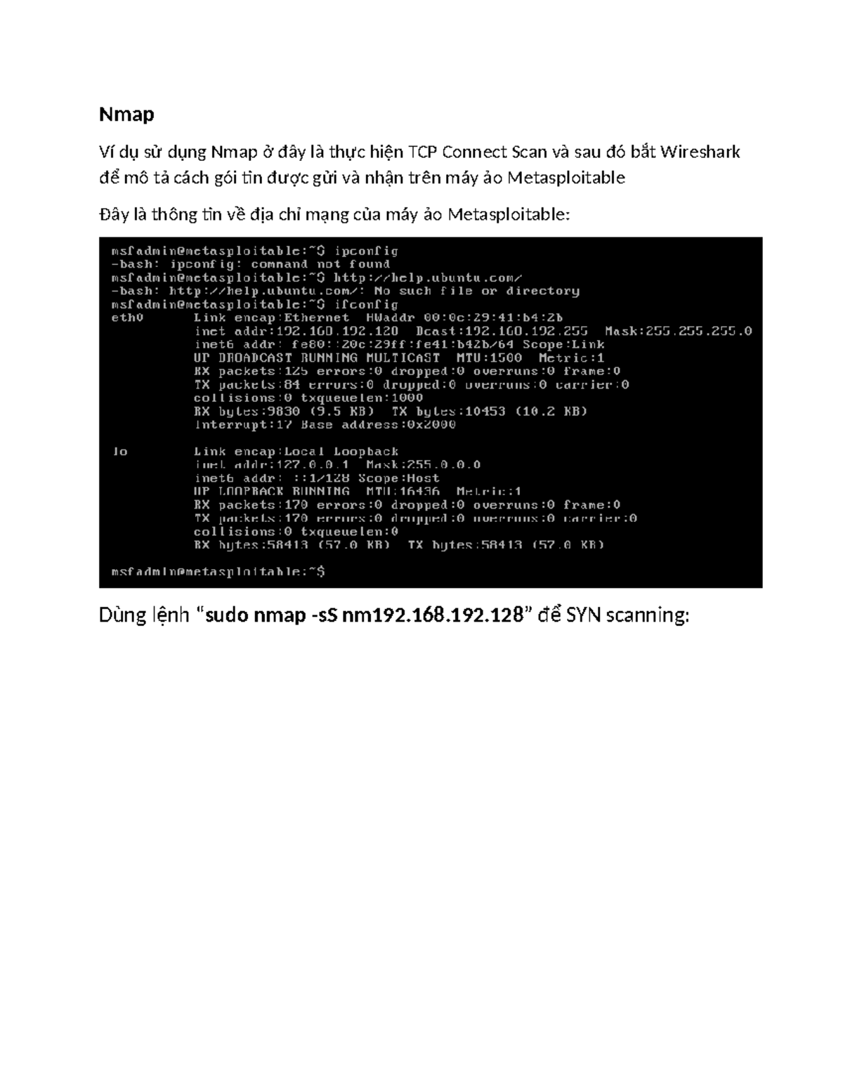 Lab-Kali-Linux - Summary Tài liệu học tập - Nmap Ví dụ sử dụng Nmap ở đây là thực hiện TCP ...