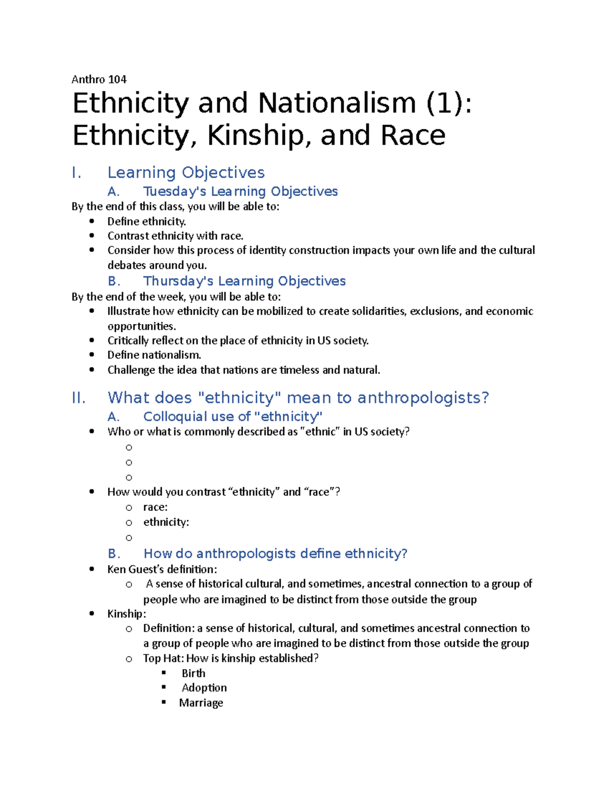 15-Ethnicity and Nationalism 1 - Anthro 104 Ethnicity and Nationalism ...
