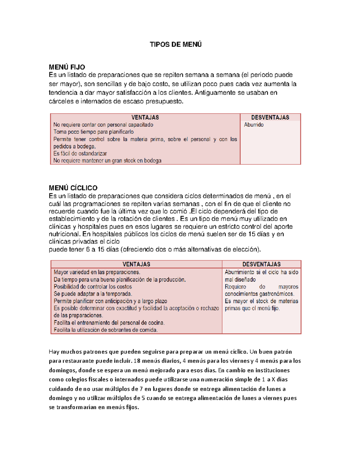 216001851 Tipos DE MENU pdf - TIPOS DE MENÚ MENÚ FIJO Es un listado de ...