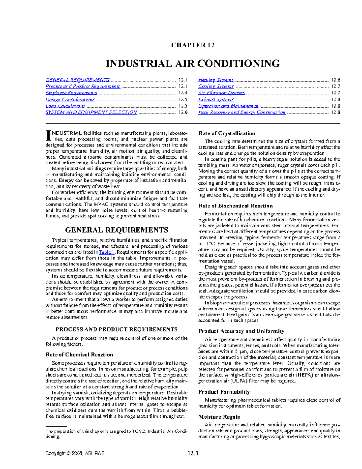 A03 12SI - HVAC - 12. CHAPTER 12 INDUSTRIAL AIR CONDITIONING GENERAL ...