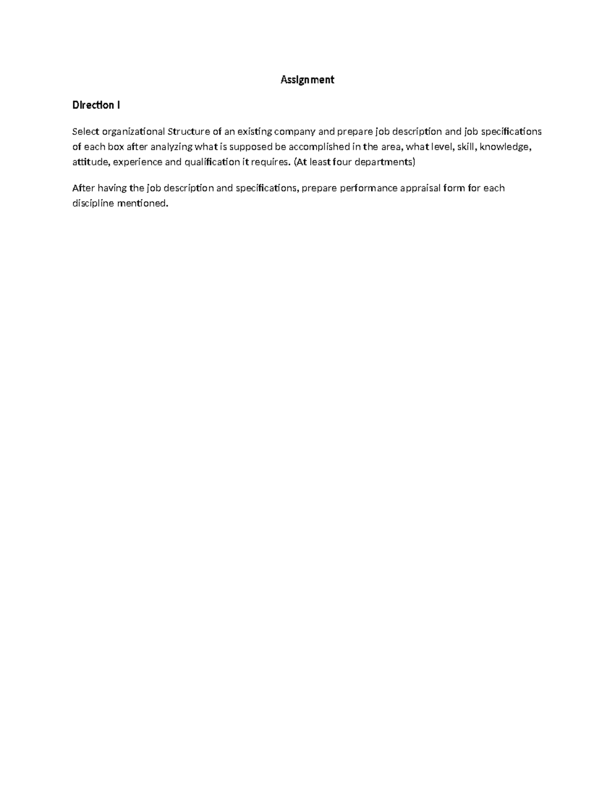Assignment HRM - operating system - Assignment Direction I Select ...