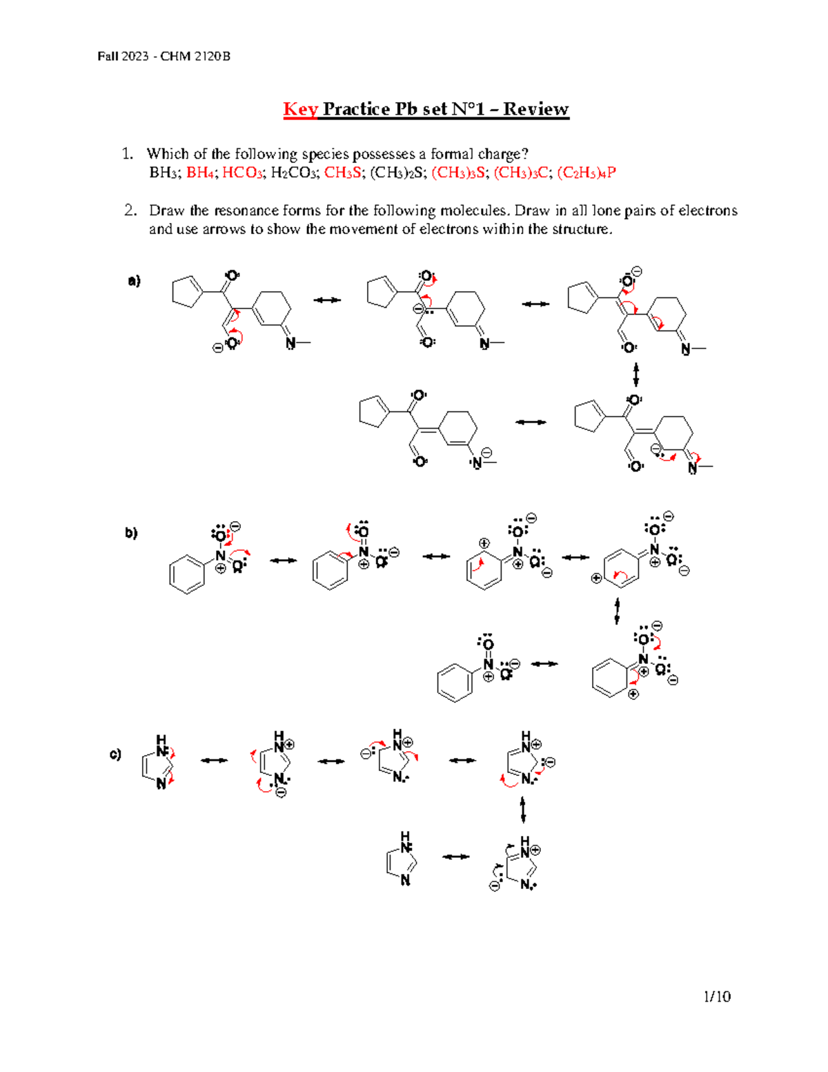 Pb Set 1 Key Answer Key For The Orgo 1 Review Problem Set Key Pb Set 1 Key Answer Key For The Orgo 1 Review Problem Set Key