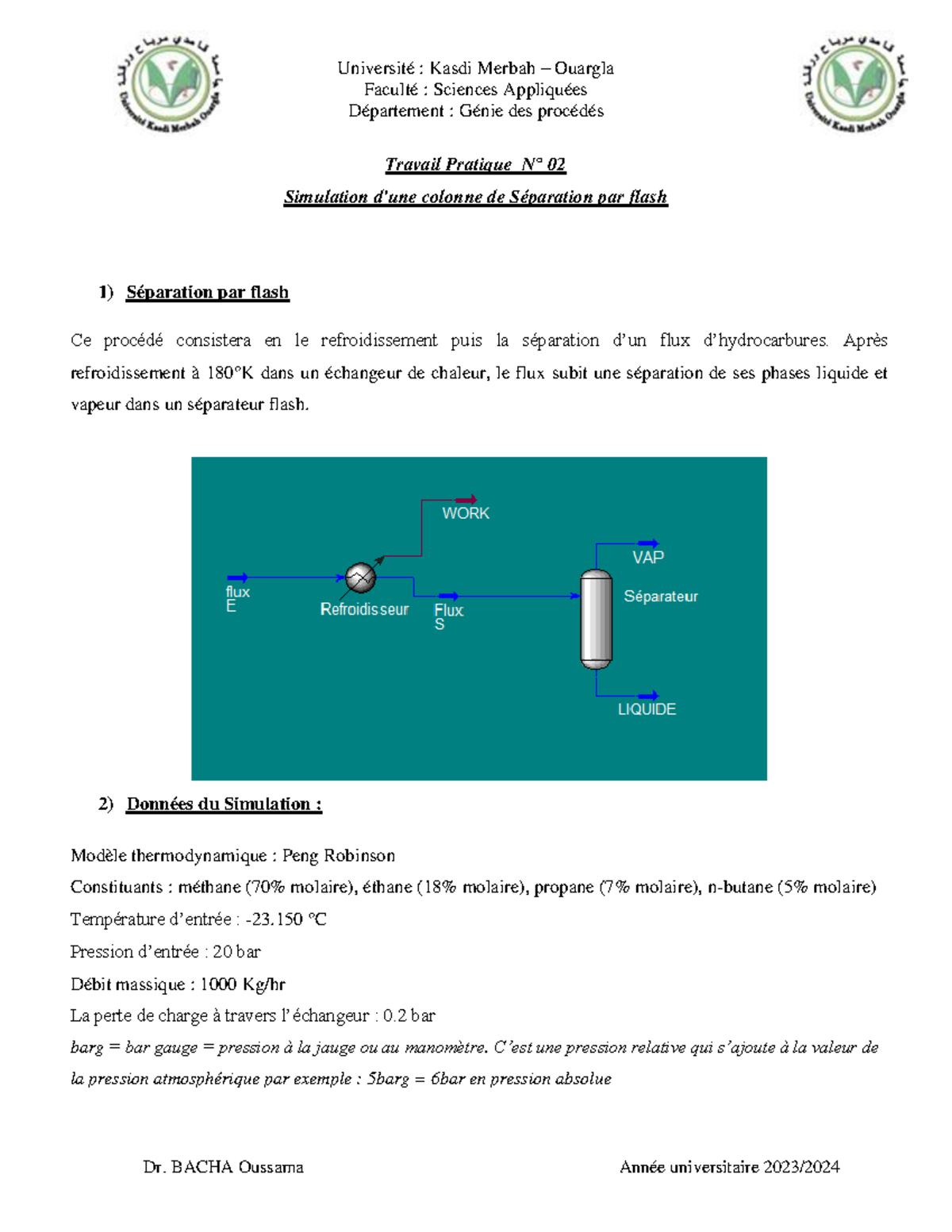 TP 02 CAO 3eme GR - العمل التطبيقي الثاني في الديناميك الحرارية - Université : Kasdi Merbah ...