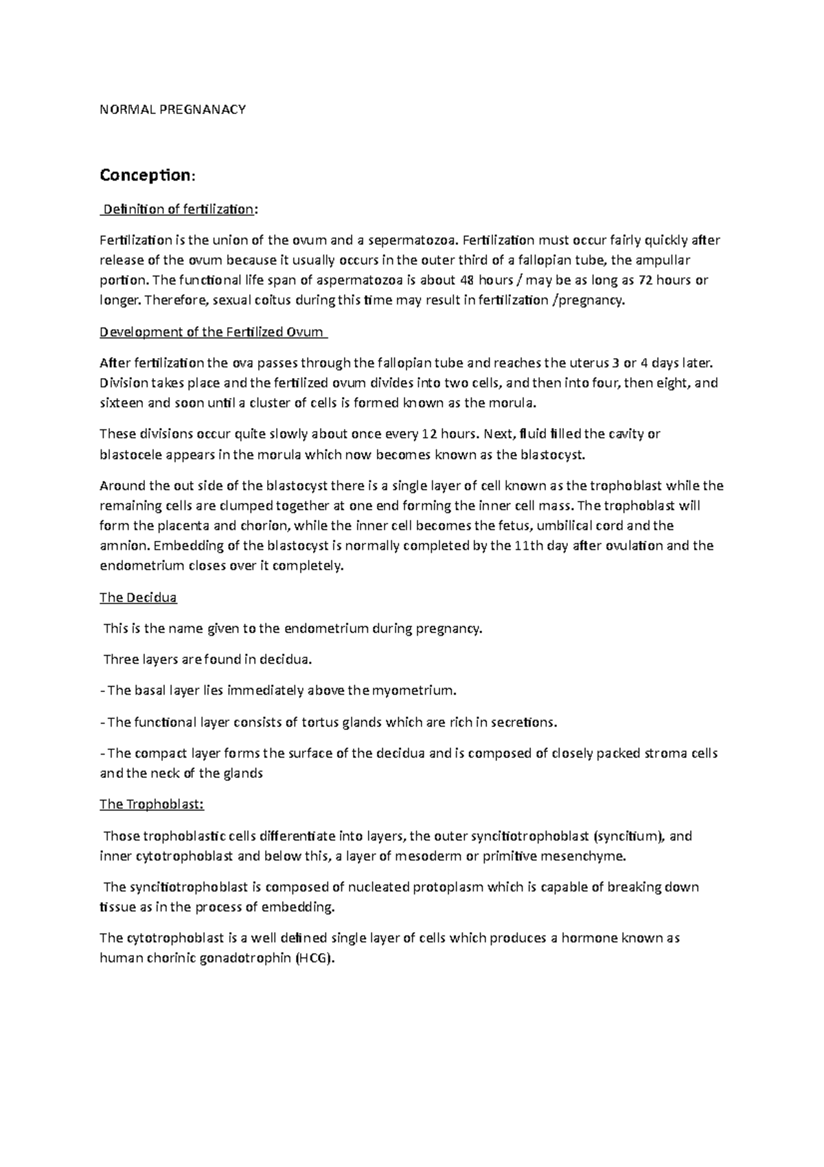 Normal Pregnanacy - NORMAL PREGNANACY Conception: Definition of ...