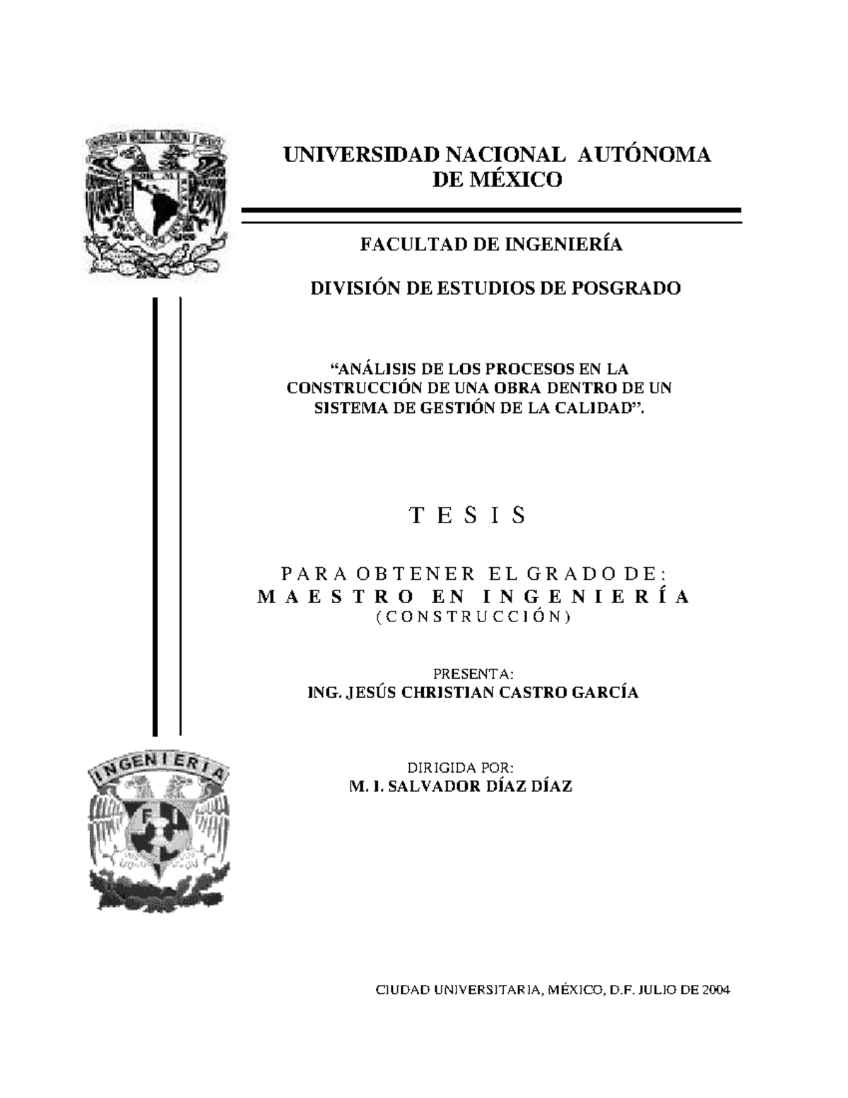 0600172 - tesis - FACULTAD DE INGENIERÍA DIVISIÓN DE ESTUDIOS DE ...