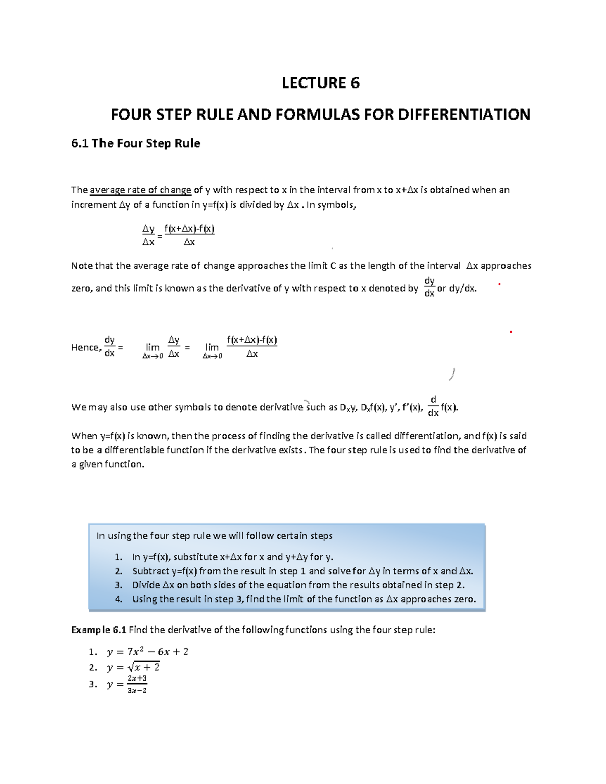 dljsanfkan ksnf - LECTURE 6 FOUR STEP RULE AND FORMULAS FOR ...