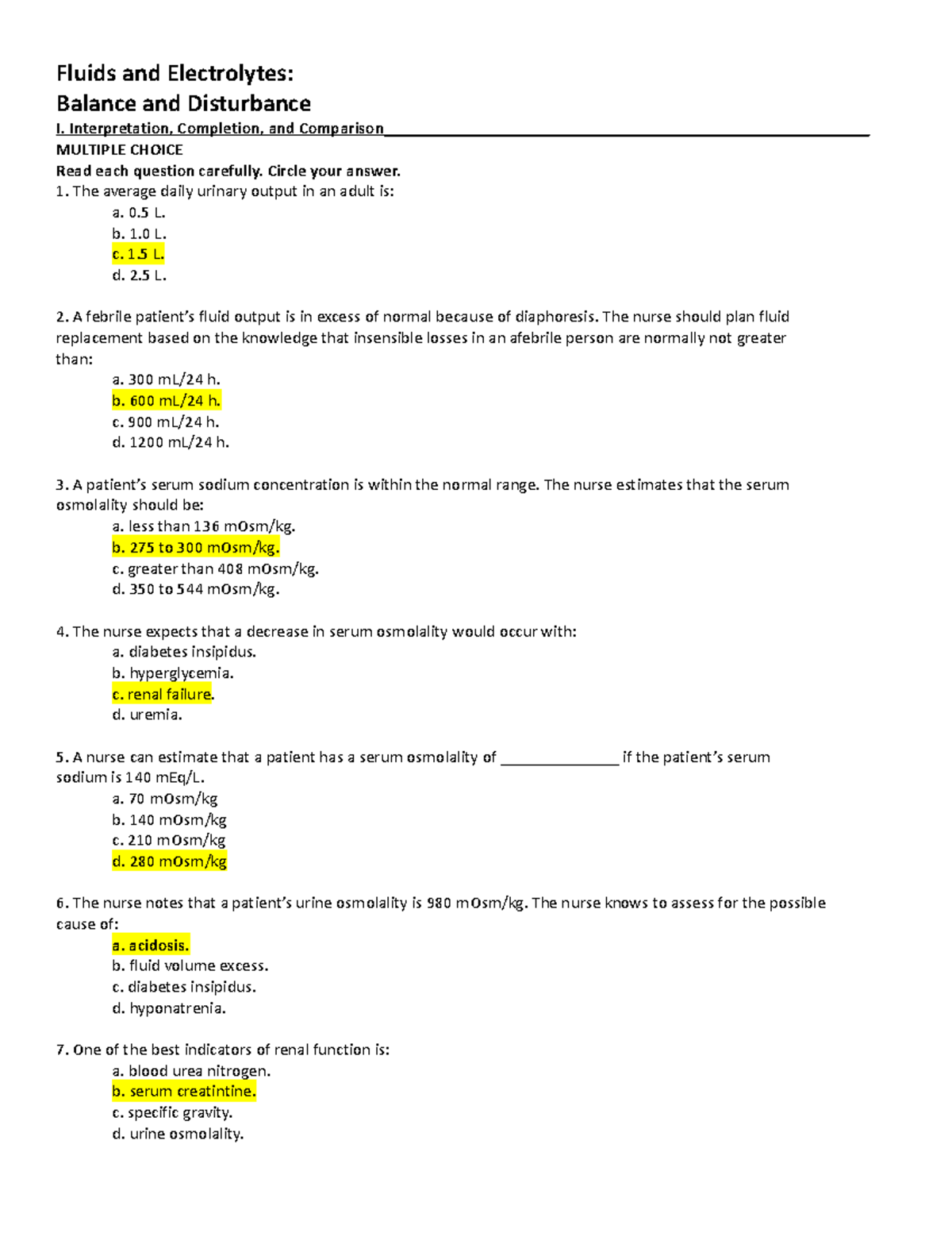 Worksheet Fluids-and-Electrolytes - Fluids and Electrolytes: Balance ...