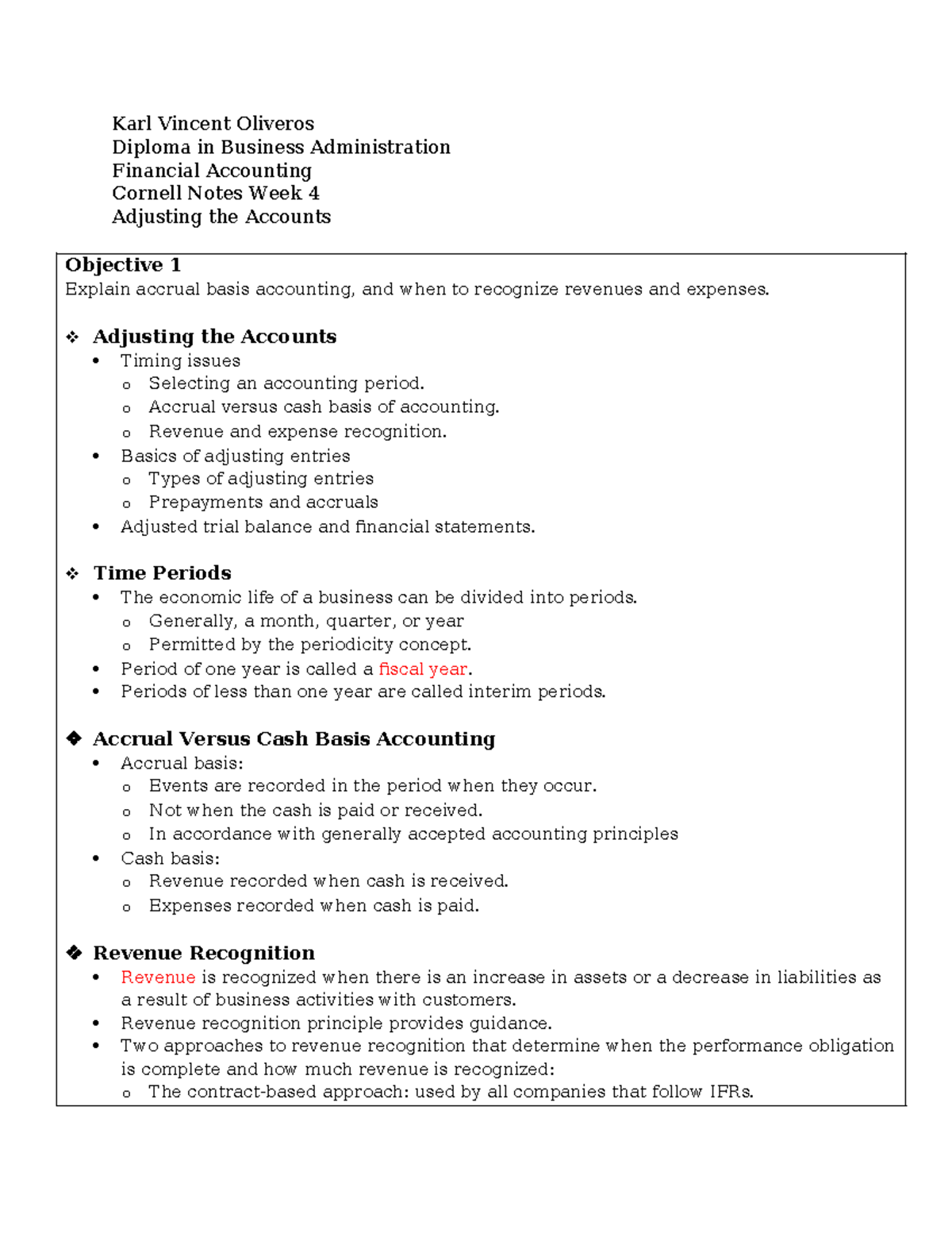 Cornell Notes #3 (Adjusting the Accounts) - Karl Vincent Oliveros ...