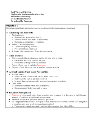 Cornell Notes #4 (Completion of the Accounting Cycle ) - Karl Vincent ...