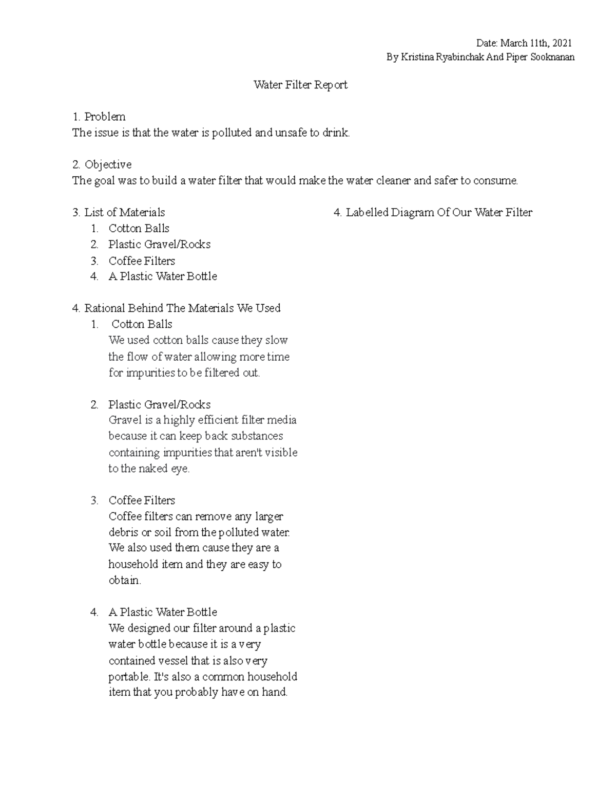 Science Report 2021- Google Docs - Date: March 11th, 2021 By Kristina ...