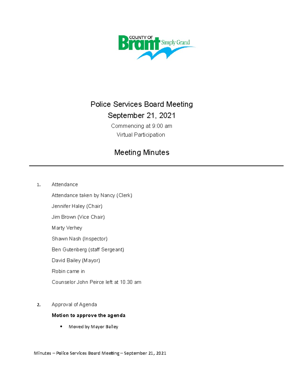 Police Services Board Agenda Package - September 21 21 - Police ...