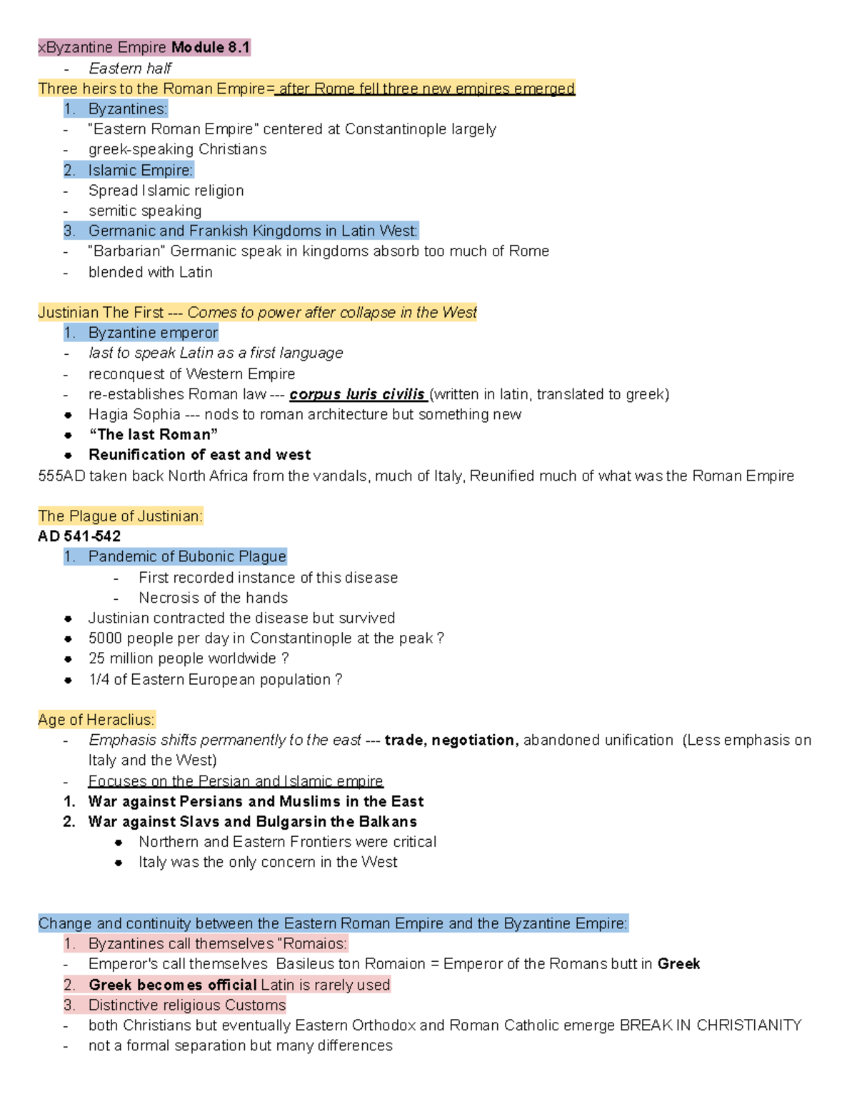 Western Civilizations - EXAM 2 - HIST 101 - xByzantine Empire Module 8 ...