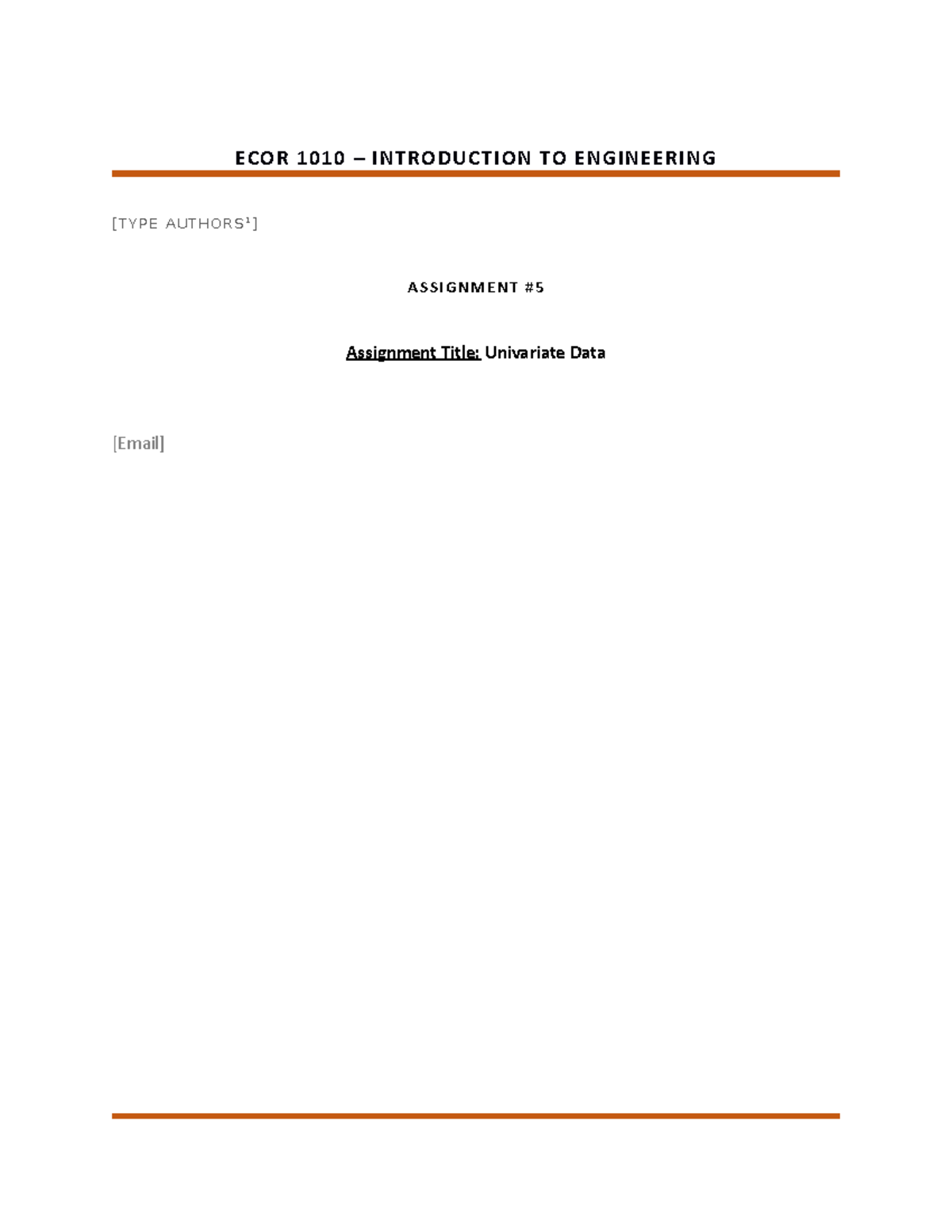 Lab 5 - lab of week - ECOR 1010 – INTRODUCTION TO ENGINEERING [TYPE AUTHORS 1 ] ASSIGNMENT - Studocu