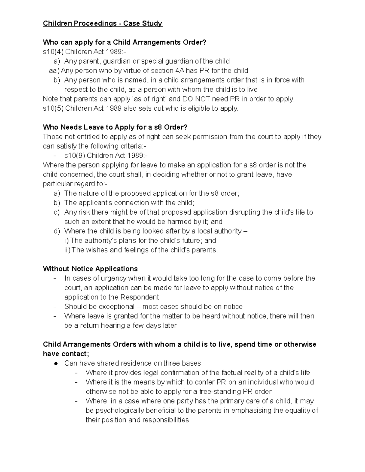 Children Proceedings - Case Study - s10(5) Children Act 1989 also sets ...