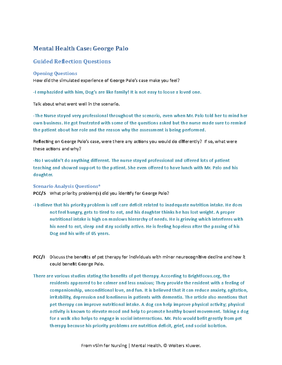 Mental Health George Palo GRQ - Mental Health Case: George Palo Guided ...