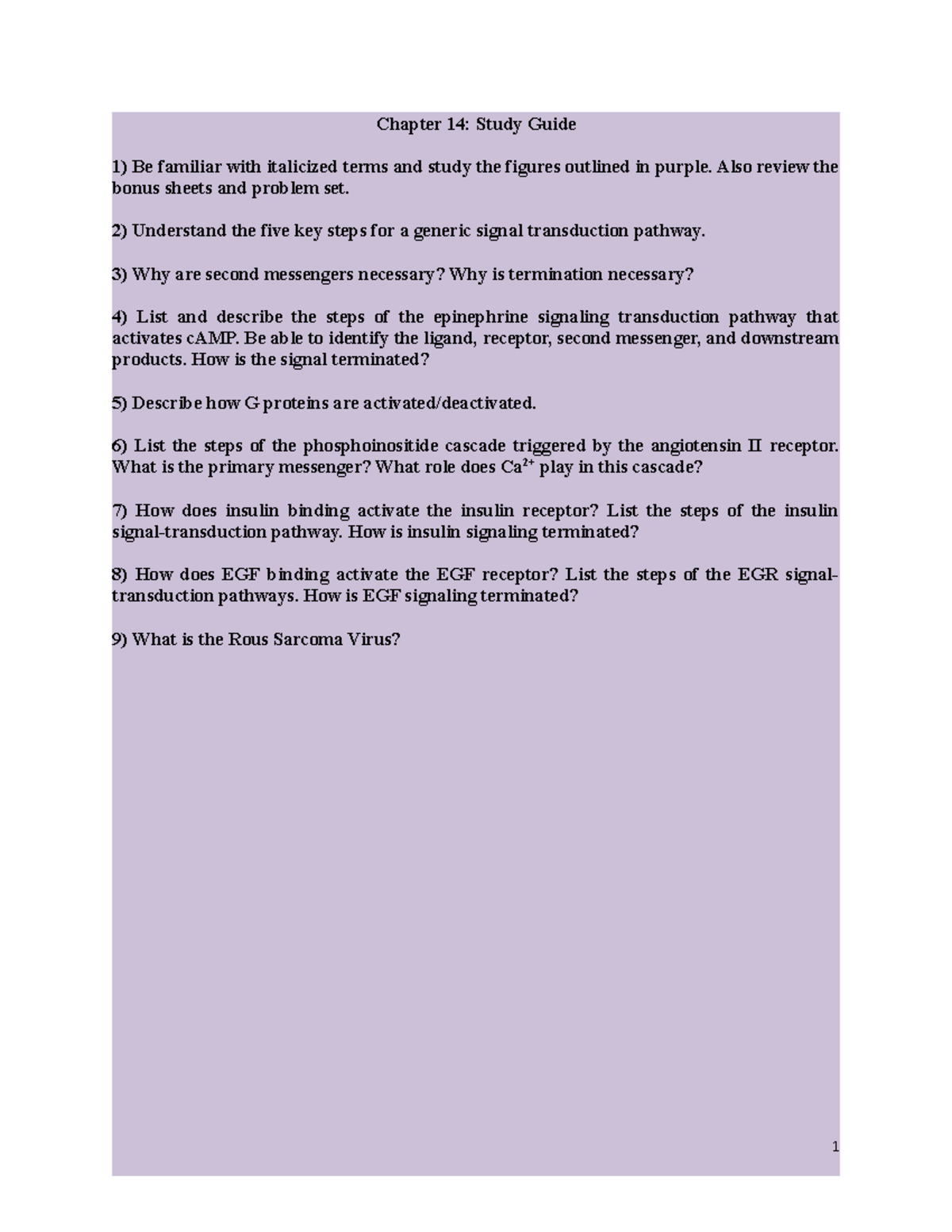 Chapter 14 Study Guide Chapter 14 Study Guide 1 Be Familiar With