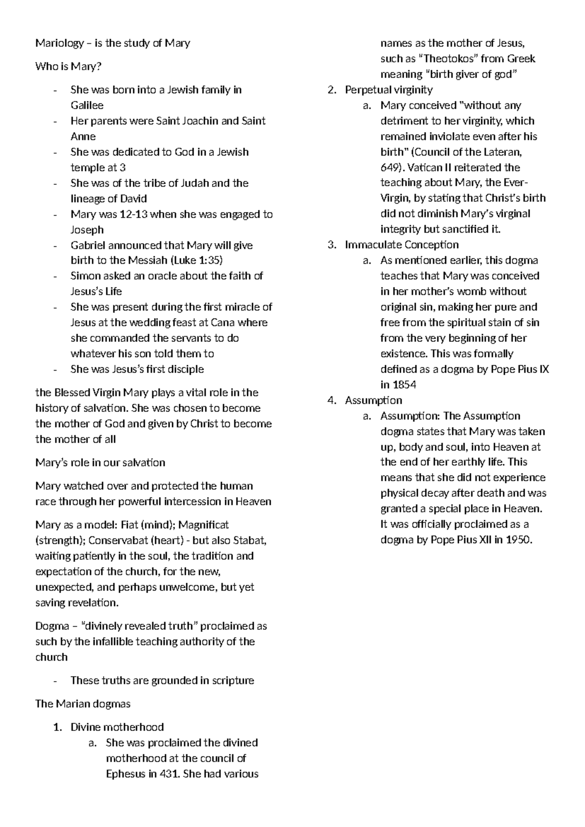 Mariology - lecture - Mariology – is the study of Mary Who is Mary ...