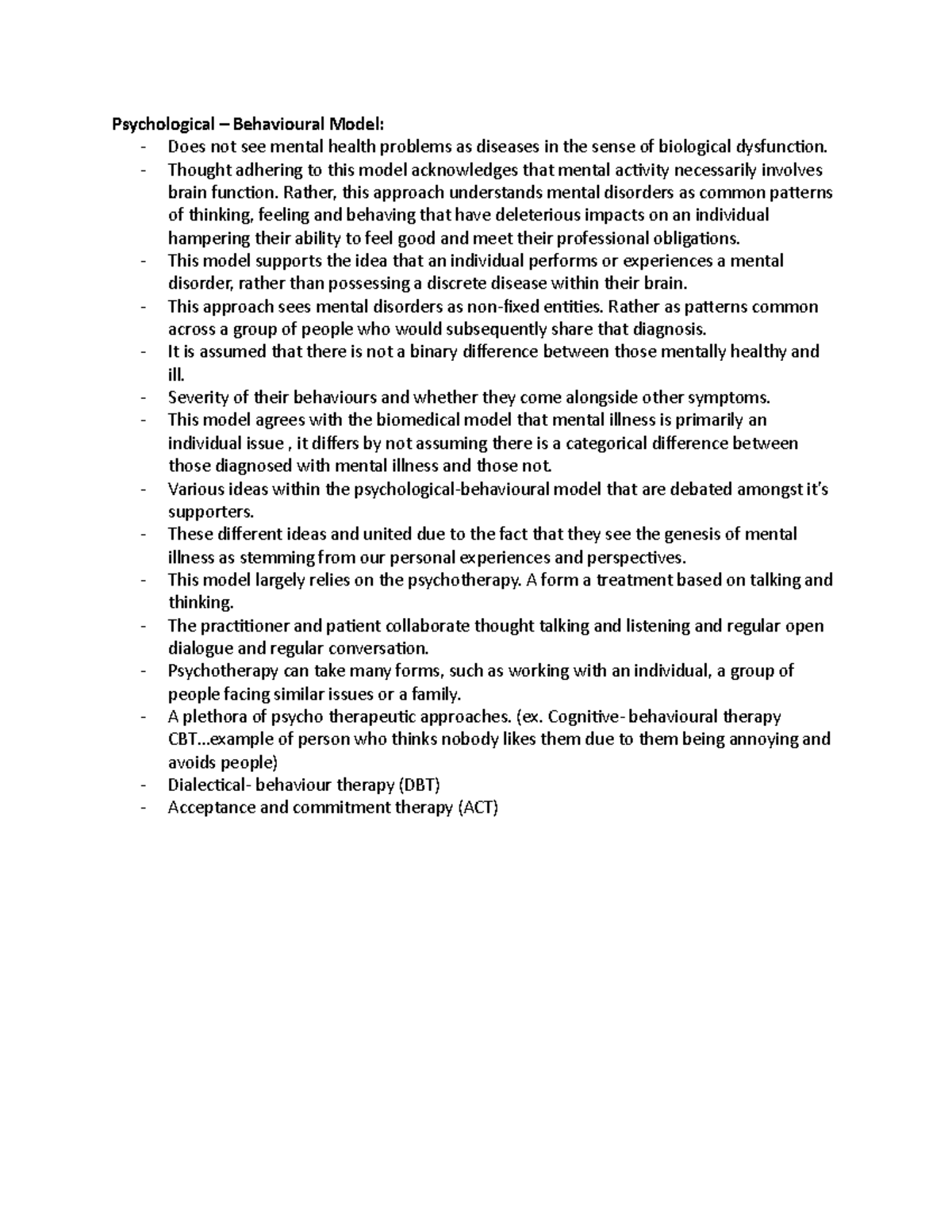 What is the Psychological and Behavioural Model - Psychological ...