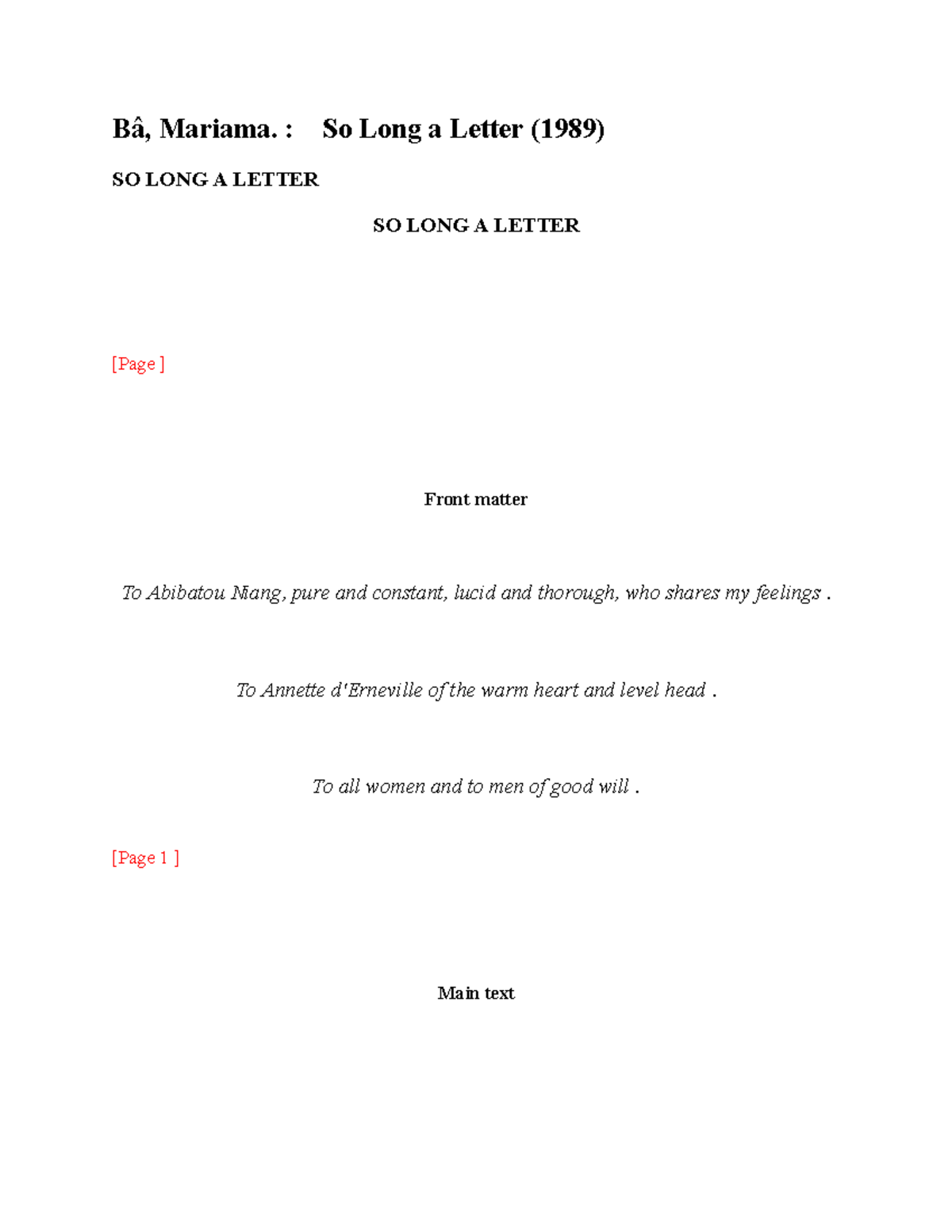 So long a letter - Literature - Educational Administration - UoN - Studocu