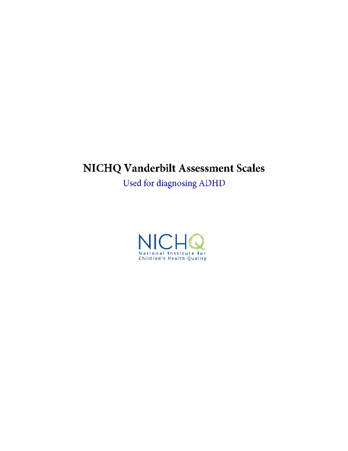 Escala DE Valoración Vanderbilt - NICHQ Vanderbilt Assessment Scale ...
