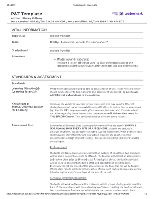 Curriculum Report Sample - 1 Ashley Peoples 2/9/ New York Avenue School ...