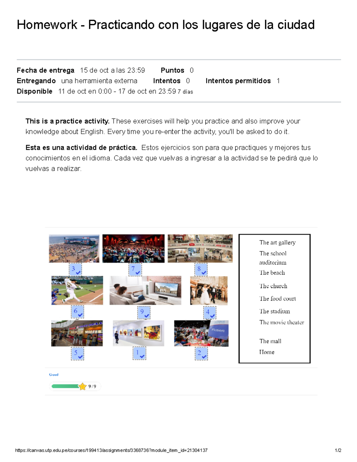 Homework - Practicando con los lugares de la ciudad - - Studocu