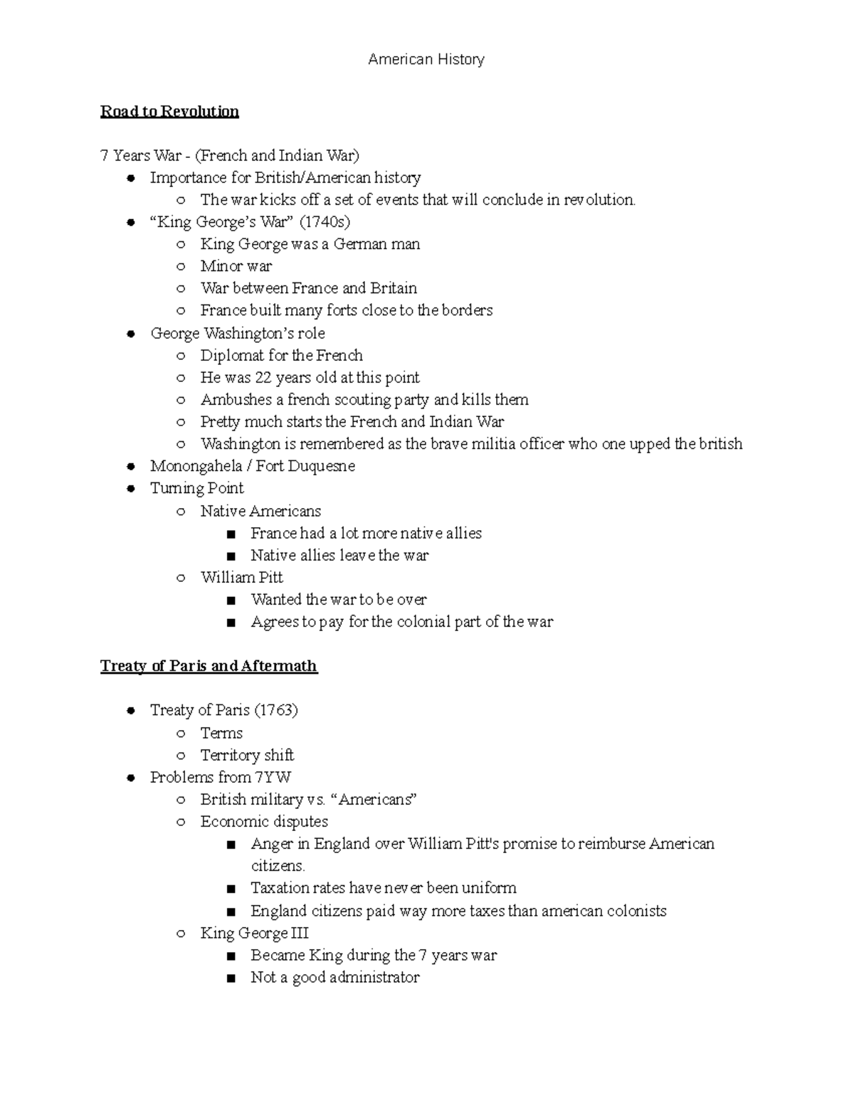 American History - 2022 - Road to Revolution 7 Years War - (French and ...