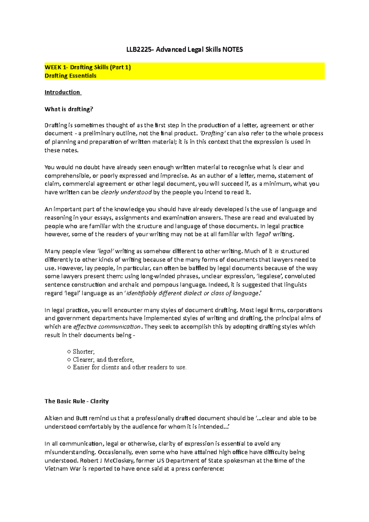 LLB2225- Advanced Legal Skills Notes - LLB2225- Advanced Legal Skills ...