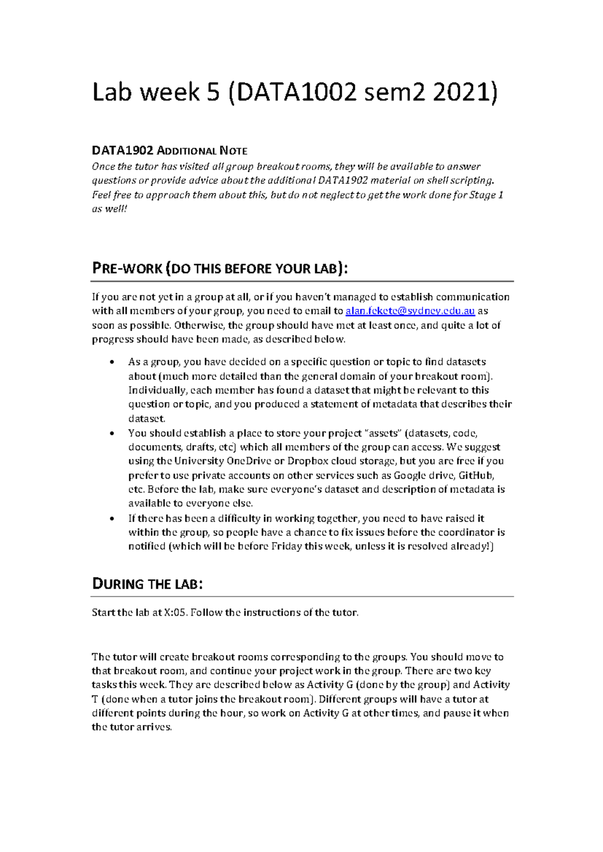 Data1002-lab5-2021 - lab5 - Lab week 5 (DATA1002 sem2 20 21 ) DATA1902 A DDITIONAL N OTE Once ...