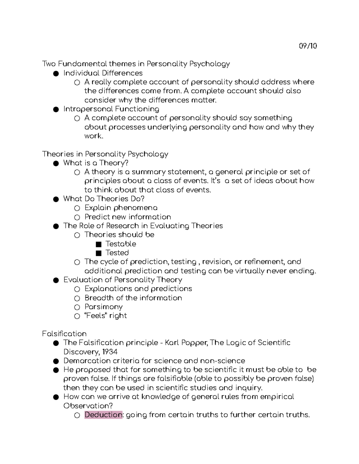 Week Two - Psychology of Personality Fall 2019 Instructor: Baoyu Wang - 09/ Two Fundamental ...