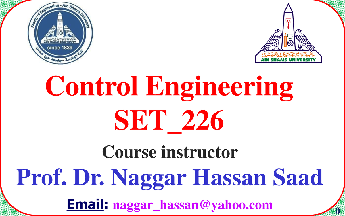SET 226 - Chapter (2) - Modeling of Control System- Control Engineering ...