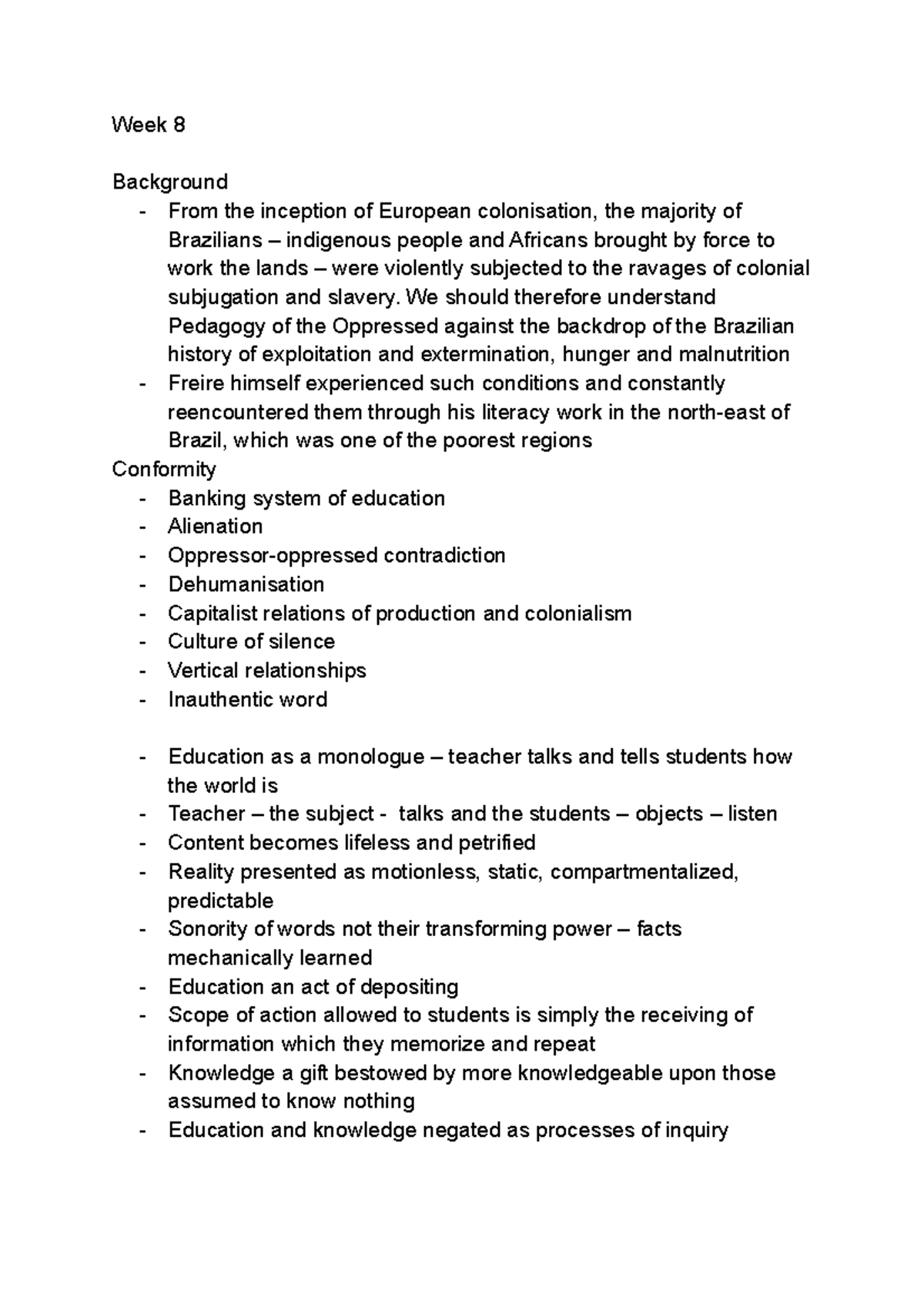 Week 8 - Lecture notes - Week 8 Background - From the inception of ...