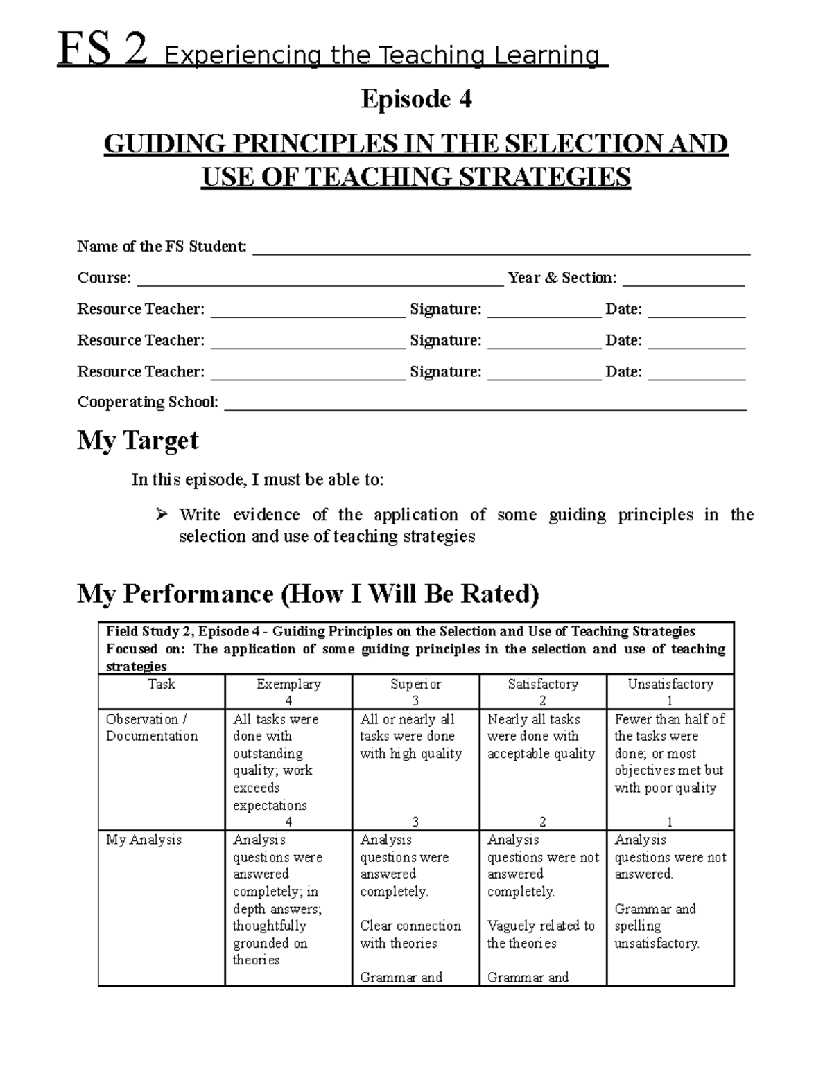 FS-2 Episode-4 - copy - Episode 4 GUIDING PRINCIPLES IN THE SELECTION ...