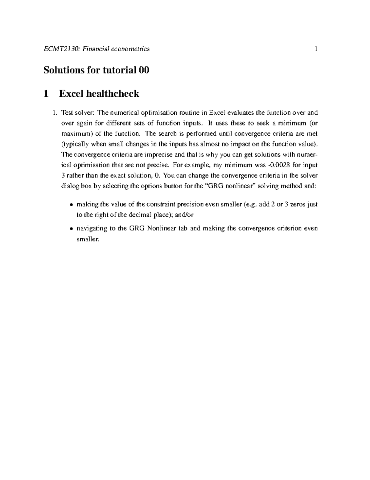 Tutorial 00 solutions - ecmt - ECMT2130: Financial econometrics 1 ...