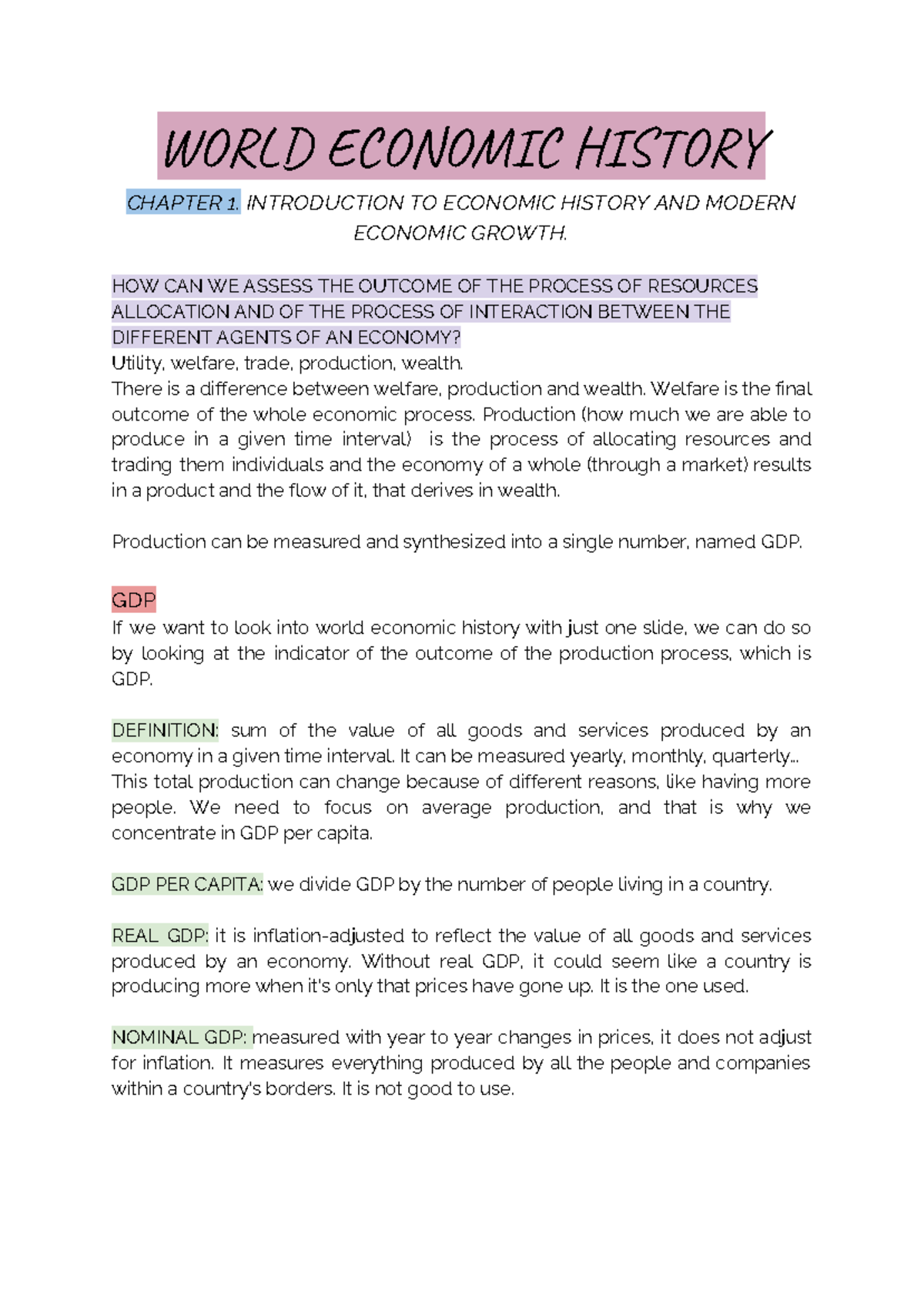 World Economic History Chapter 1 - WORLD ECONOMIC HISTORY CHAPTER 1 ...