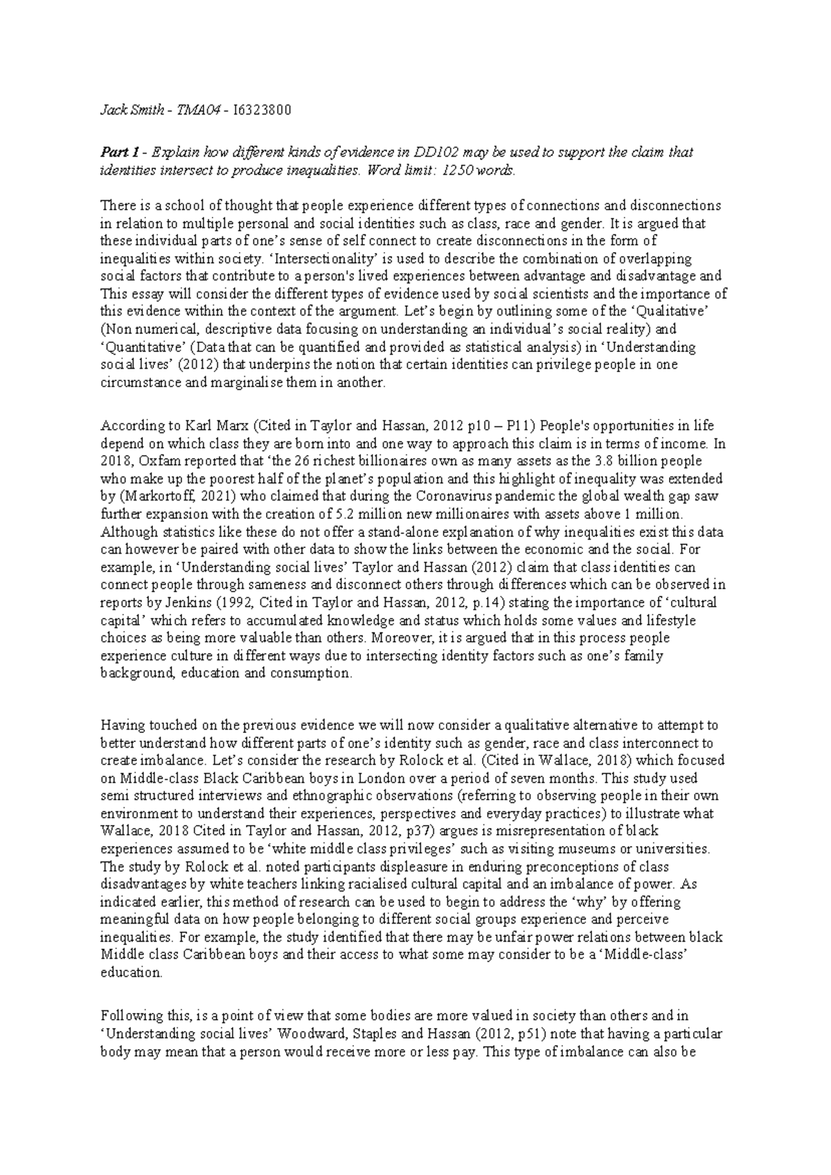 TMA04 Final - Jack Smith - Jack Smith - TMA04 - I Part 1 - Explain how ...